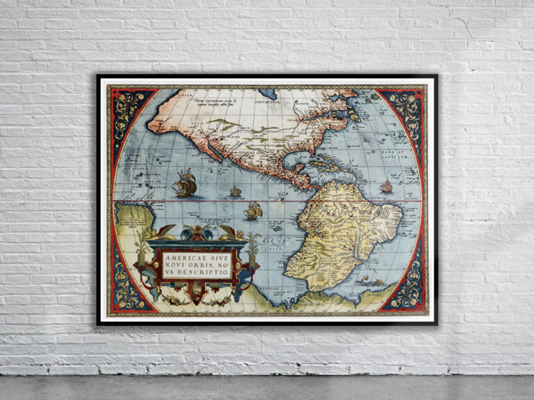 Vintage Map of America 1570