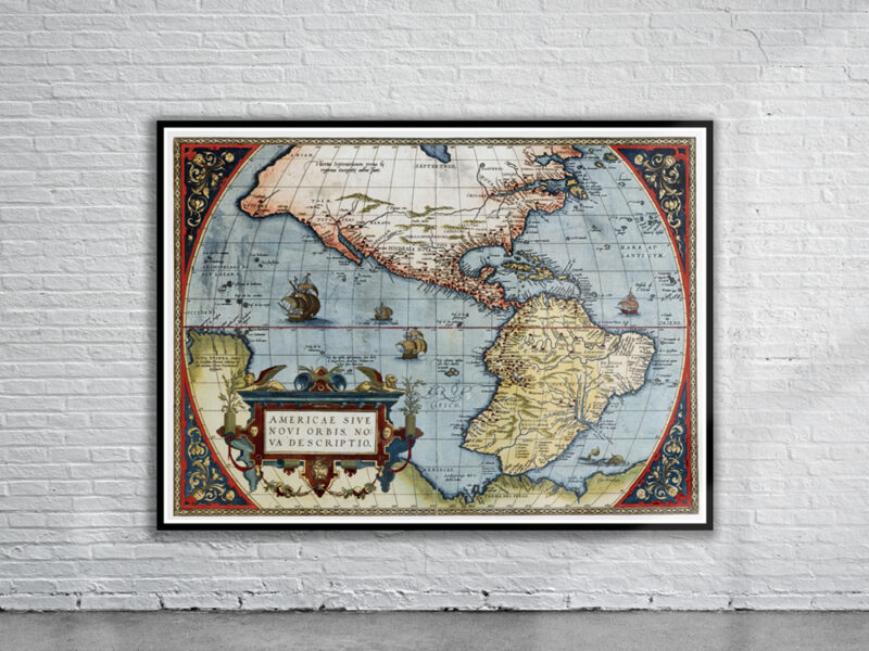 Vintage Map of America 1570