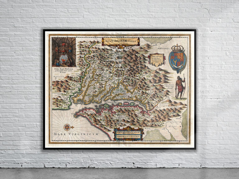 Vintage Map of Virginia 1630