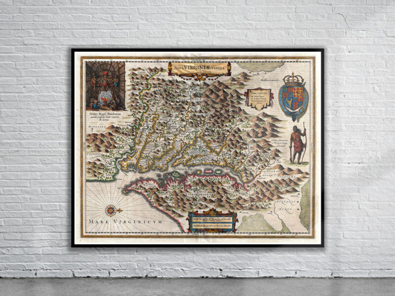 Vintage Map of Virginia 1630