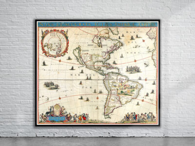 Vintage Map of America 1660
