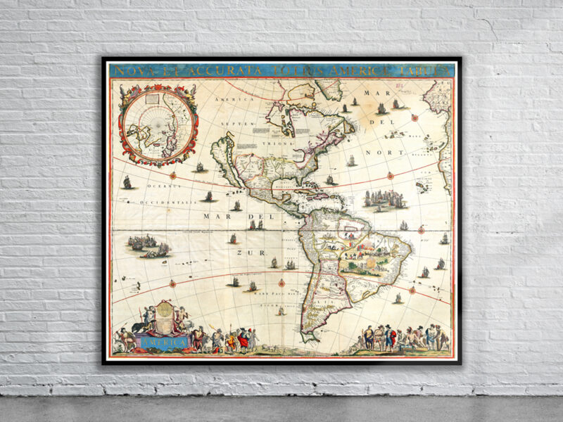 Vintage Map of America 1660