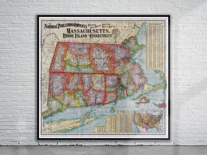 Vintage Map of U.S. Railroad Map 1900