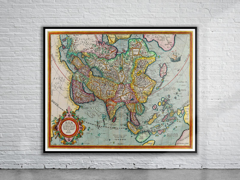 Vintage Map of Asia 1595