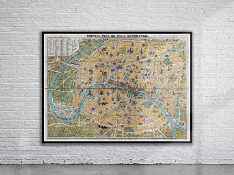 Vintage Map of Paris 1890
