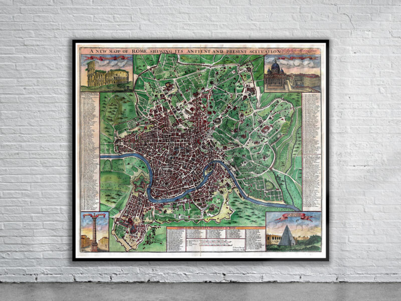 Vintage Map of Rome 1721