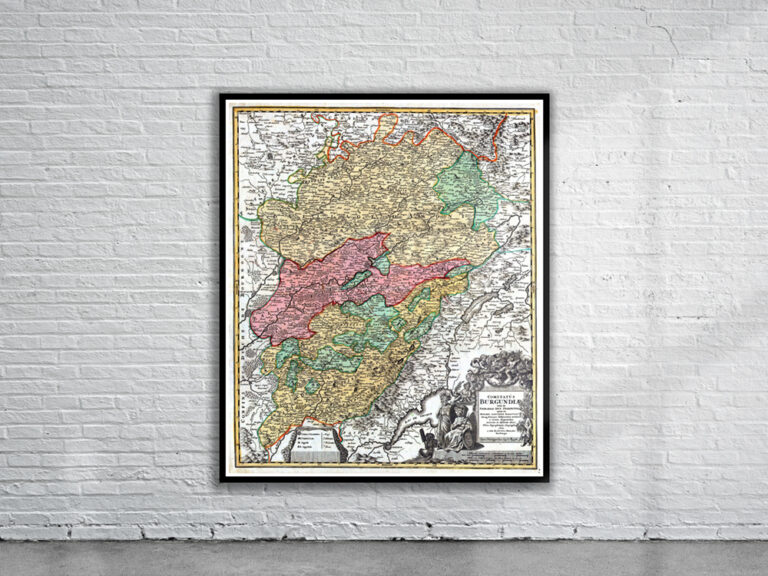 Vintage Map of Burgundy 1716