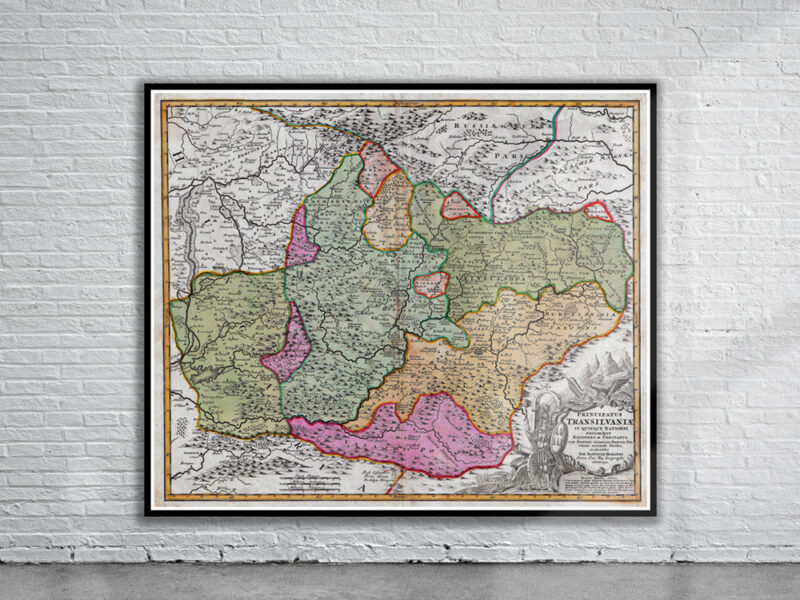 Vintage Map of Transylvania 1720