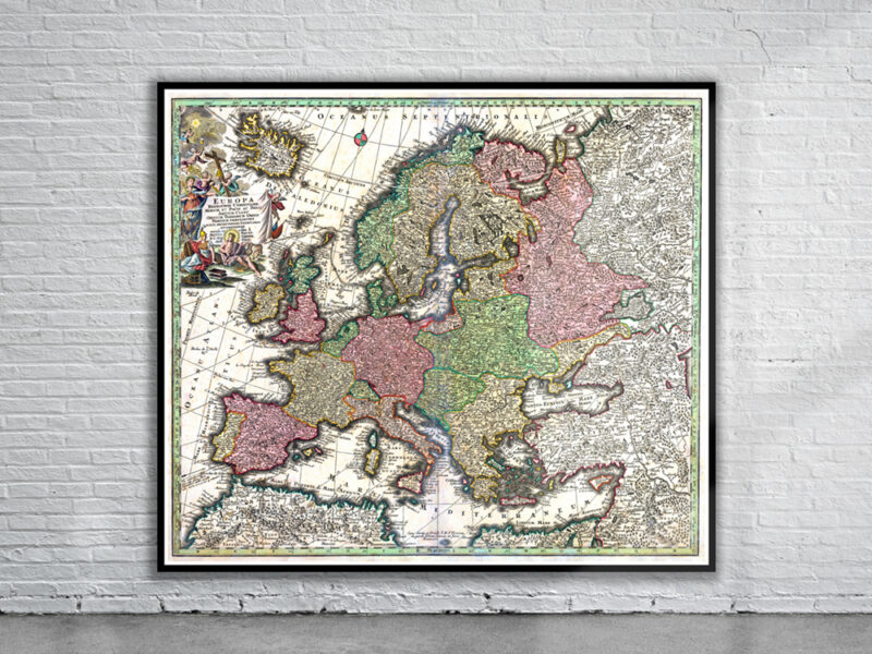 Vintage Map of Europe 1730