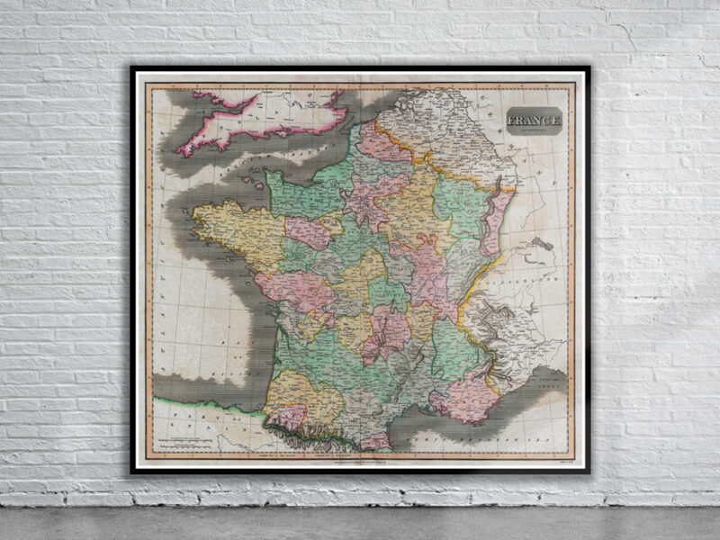 Vintage Map of France 1814
