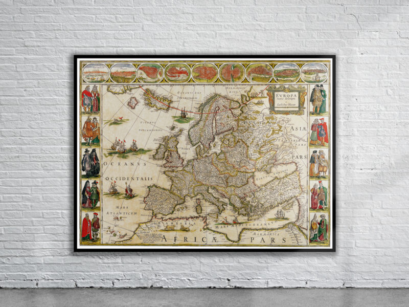 Vintage Map of Europe 1650