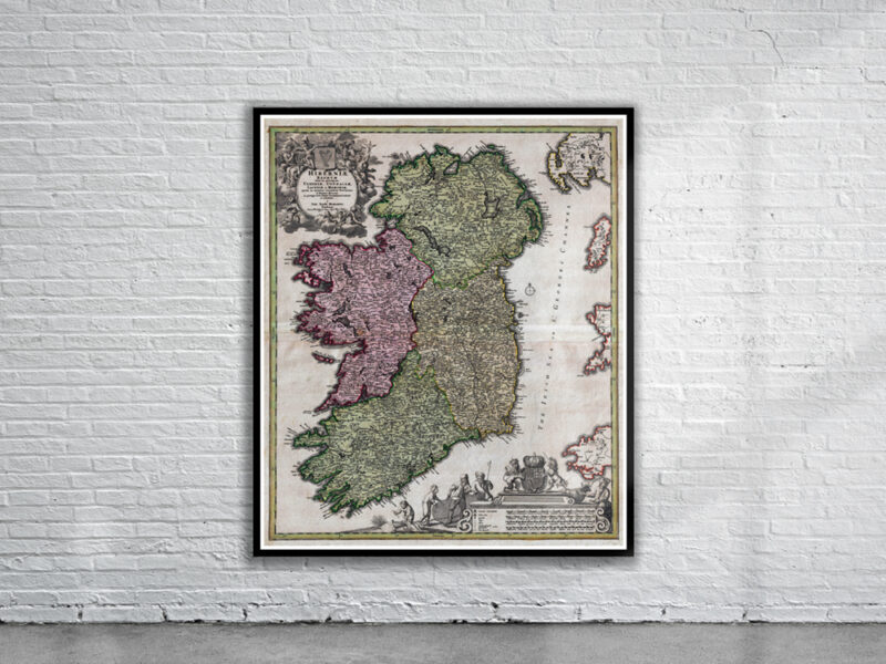 Vintage Map of Ireland 1716