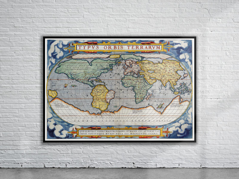 Vintage Ortelius World Map 1570