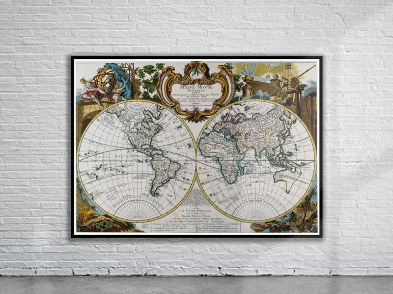 Vintage Le Rouge World Map 1744