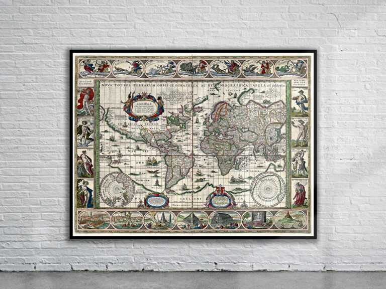 Vintage Blaeu World Map 1635