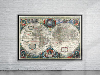 Vintage Hondius World Map 1641