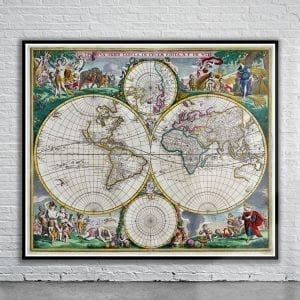Vintage De Wit World Map 1680