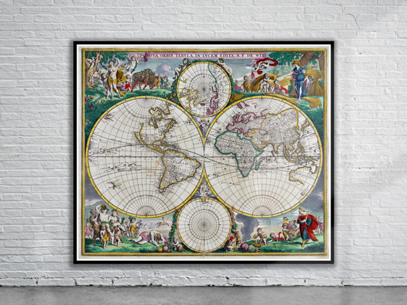 Vintage De Wit World Map 1680