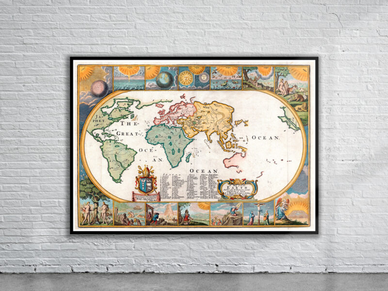 Vintage Map of The World in 1681