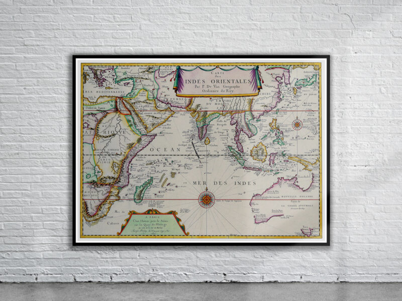 Vintage Map of Indian Ocean 1635