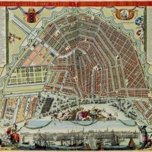 Vintage Map of Amsterdam 1688
