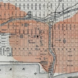Vintage Map of Chicago Great Fire 1871