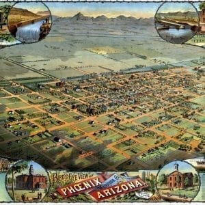 Vintage Birdseye View of Phoenix 1885