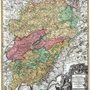 Vintage Map of Burgundy 1716