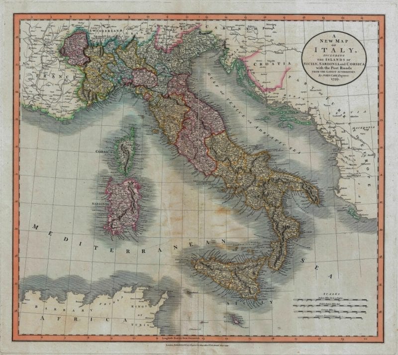 Vintage Map of Italy 1799