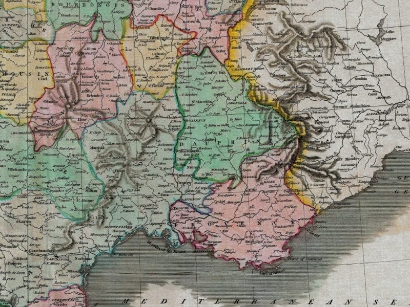 Vintage Map of France 1814