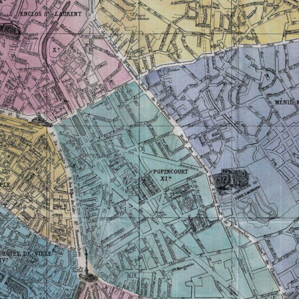 Vintage Map of Paris 1864