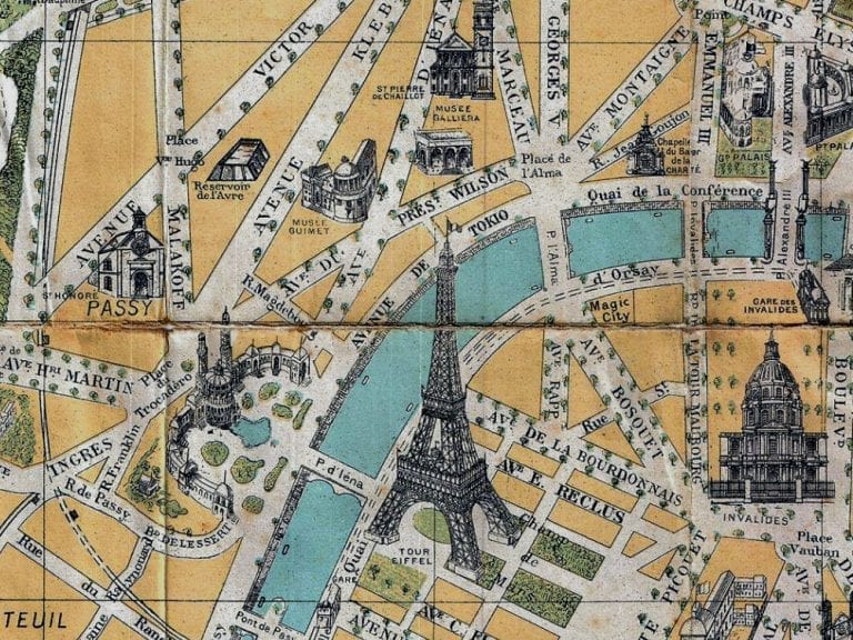 Vintage Map of Paris 1890