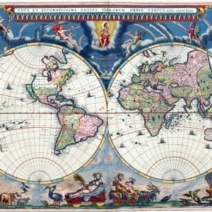 Vintage Blaeu World Map 1664