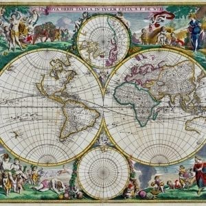 Vintage De Wit World Map 1680