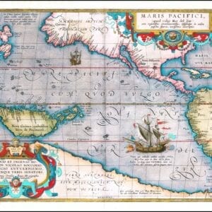 Vintage Map of Pacific Ocean 1590