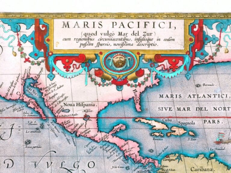 Vintage Map of Pacific Ocean 1590