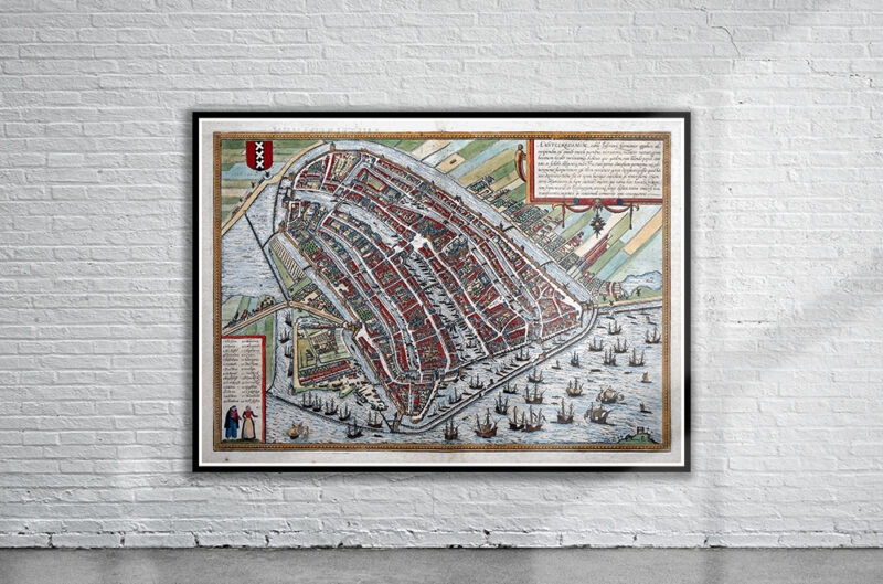 Vintage Map of Amsterdam 1574