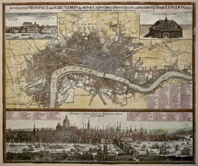 Vintage Map of London 1730