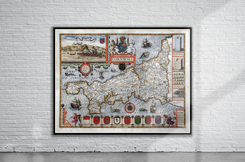 Vintage Map of Cornwall 1646