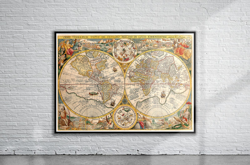 Vintage Plancius World Map 1599