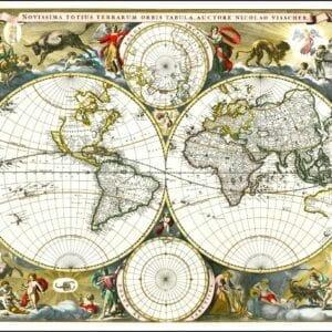 Vintage Visscher Map of the World 1679