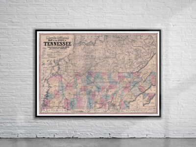 Vintage Map of Tennessee 1862
