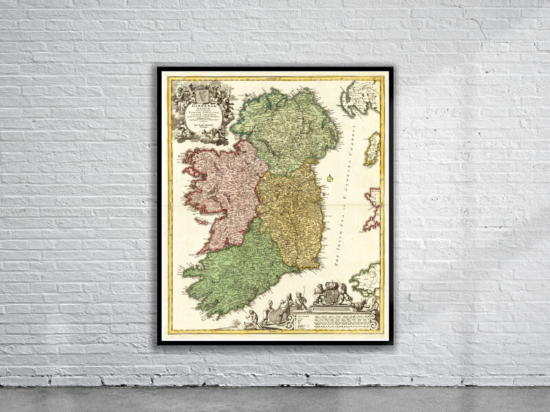 Vintage Map of Ireland 1716