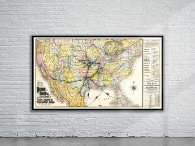 Vintage Missouri Pacific Railroad Map 1886