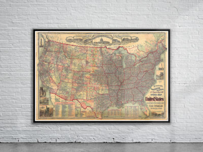 Vintage Map of the United States 1883