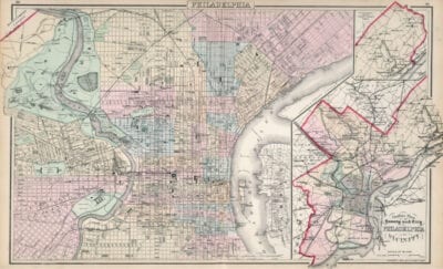 Vintage Map of Philadelphia 1884