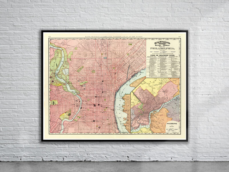 Vintage Map of Philadelphia 1891