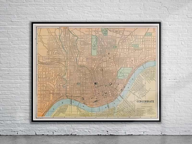 Vintage Map of Cincinnati 1890
