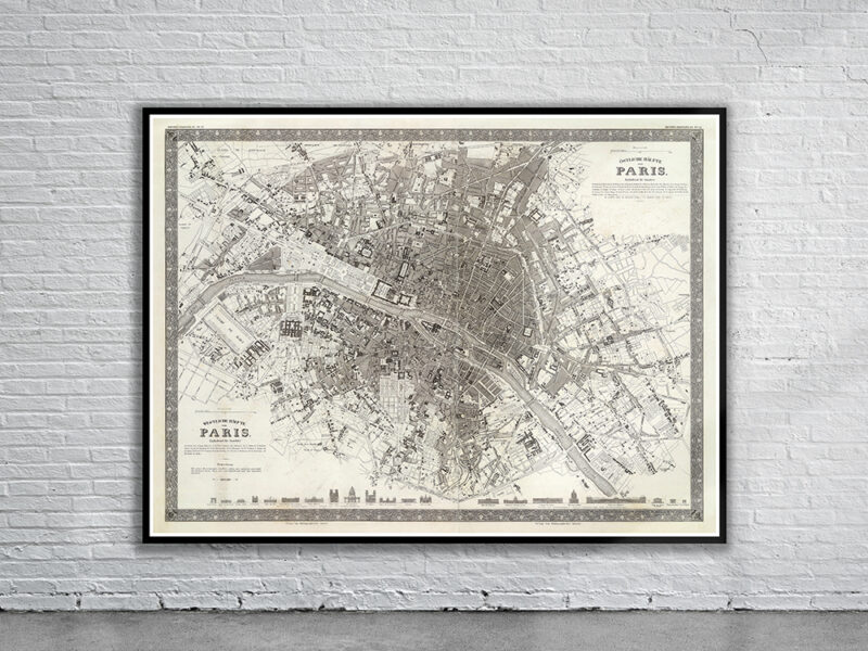 Vintage Map of Paris 1860