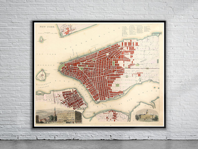 Vintage Map of New York 1852